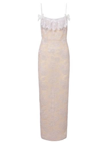 Alessandra Rich Ruffled Sequined Lace Maxi Dress - Grey