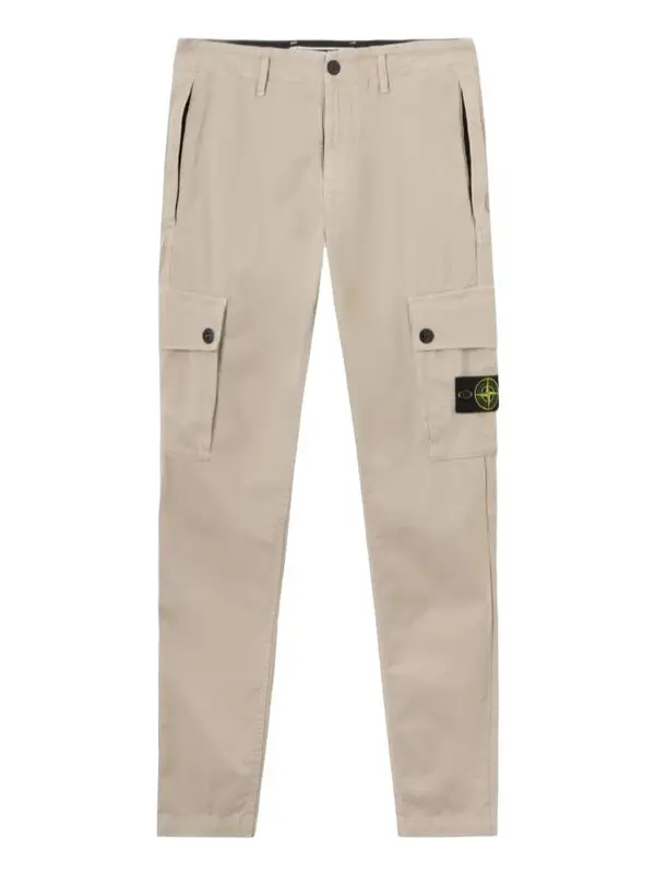 Stone Island Slim-fit Cargo Trousers With Zip Pockets - Sand