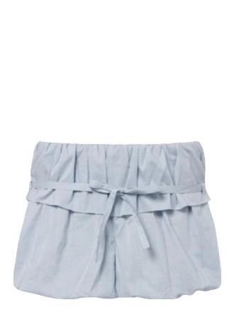 Magda Butrym Belted Striped Cotton And Silk Shorts - Blue