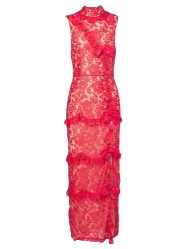 Alessandra Rich Lace Bow Detail Cocktail Dress - Red
