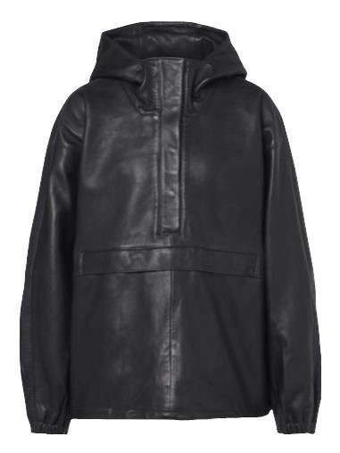 RÓHE Oversized Hooded Leather Anorak - Black