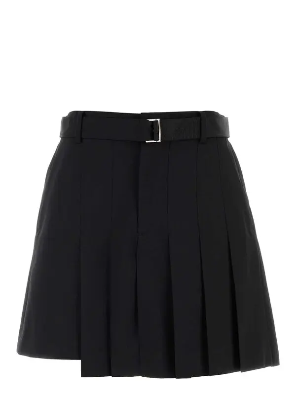 Sacai Belted Pleated Shorts - Black