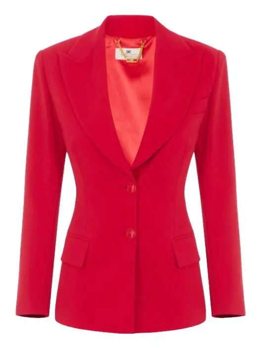 Elisabetta Franchi Lightweight Crêpe Jacket With Criss-cross Lacing - Enthusiastic Red