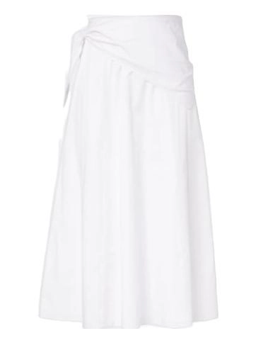 Vince Cotton Poplin Midi Skirt - White
