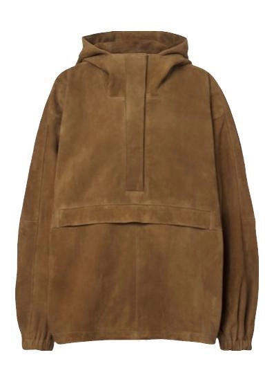 RÓHE Suede Hooded Jacket - Brown