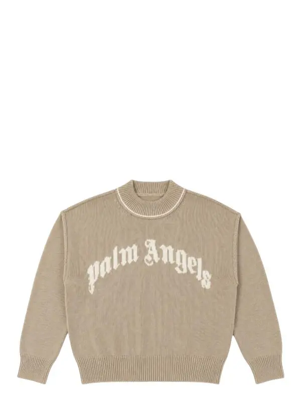 Palm Angels Long-sleeve Knit Top With Ribbed Details - Brown