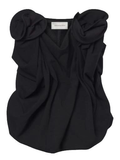 Magda Butrym Floral Appliqué Wool-blend Top - Black