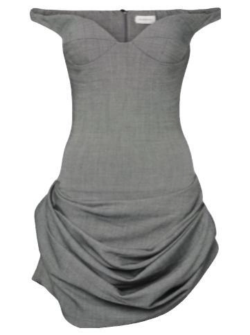 Magda Butrym Off-shoulder Sweetheart Neckline Wool-blend Mini Dress - Grey