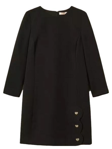 TWINSET Short Crepe Dress With Scalloped Slits - Black