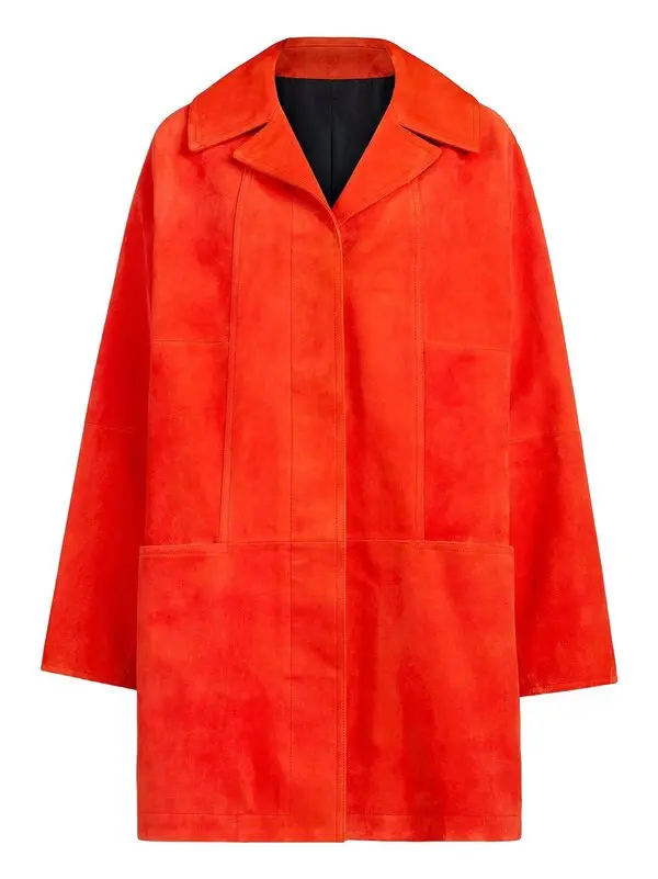 Alaïa A-line Suede Goatskin Coat - Red