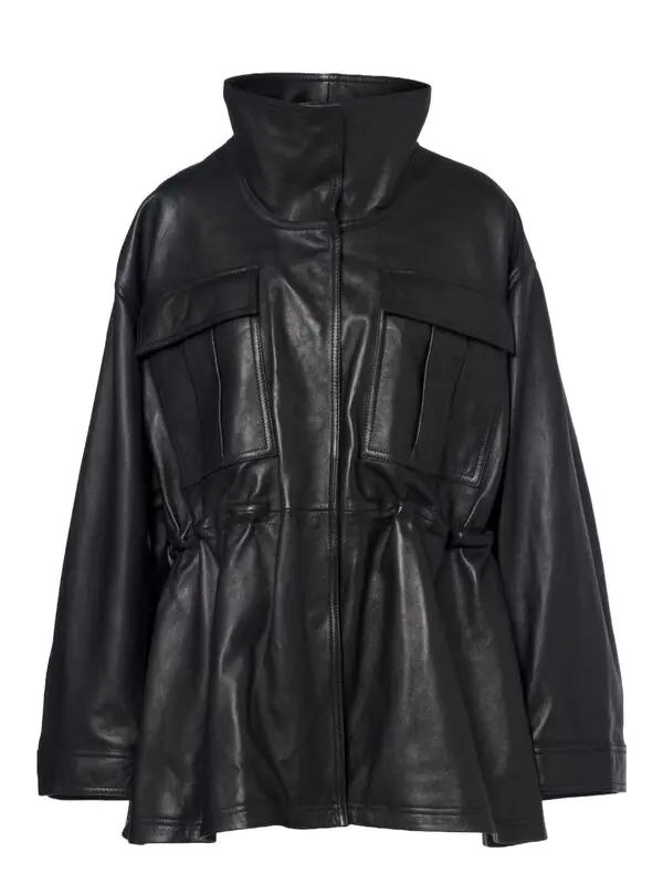 RÓHE Logo Leather Jacket - Black