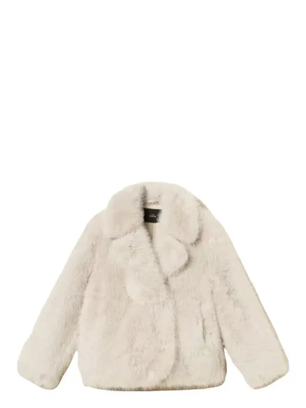 TWINSET Cropped Faux Fur Coat - Soft Gray