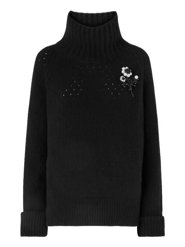 Ermanno Scervino Oversized Pure Cashmere Turtleneck Sweater - Black