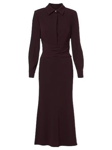 Roland Mouret Draped Crêpe Midi Shirt Dress - Brown