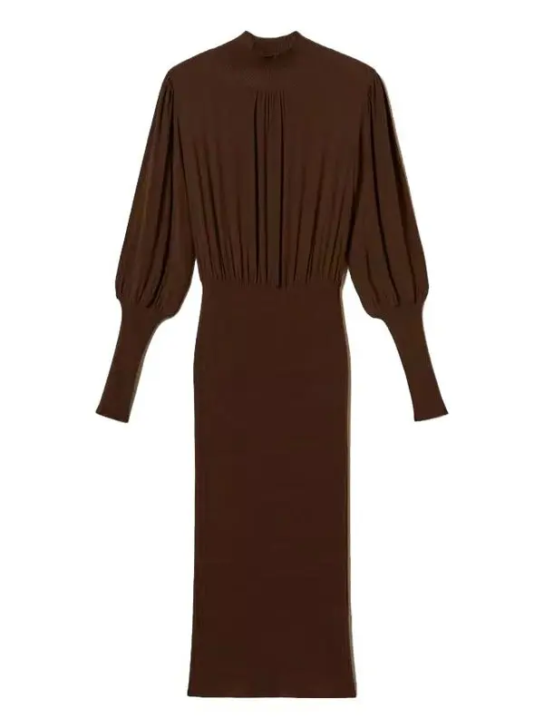 TWINSET Knitted Crepe Maxi Skirt - Dark Brown