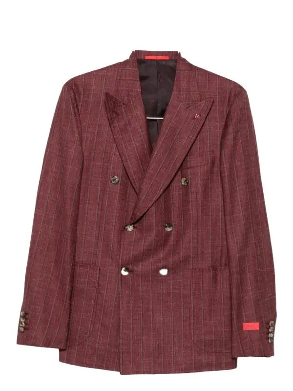 Isaia Long-sleeved Blazer And Trousers Set - Red