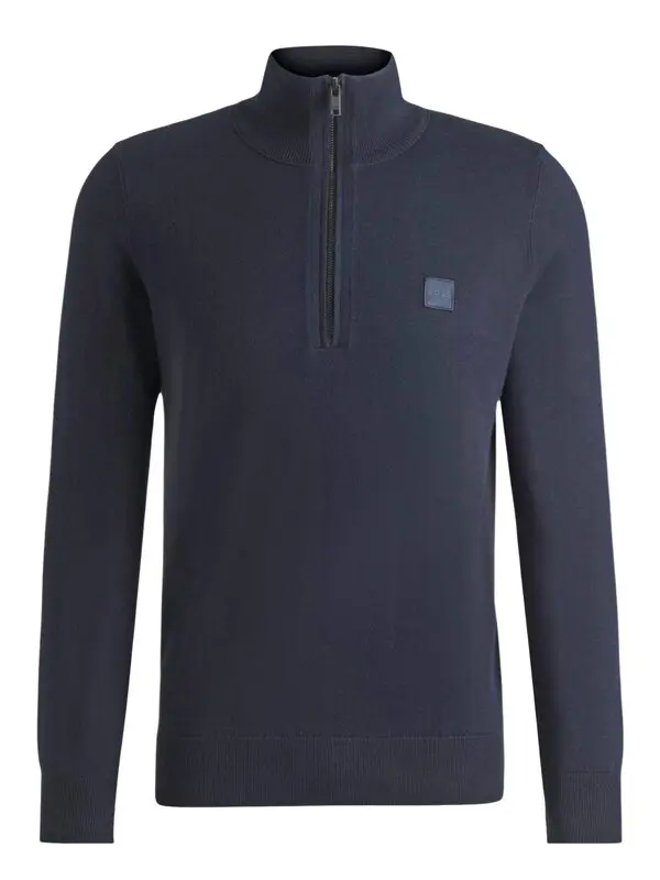 Hugo Boss High Neck Long Sleeve Knitwear With Zip Detail - Black