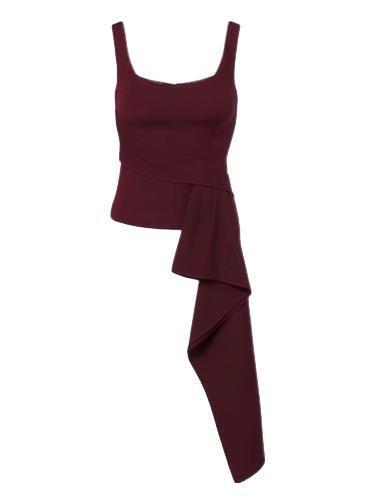 Roland Mouret Draped Wool And Silk Asymmetrical Top - Red