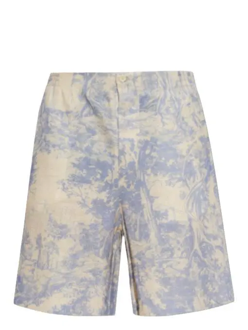 Off-White Printed Elastic Waist Shorts - Cream