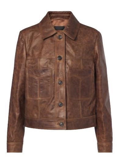 NILI LOTAN Susannah Leather Jacket - Brown