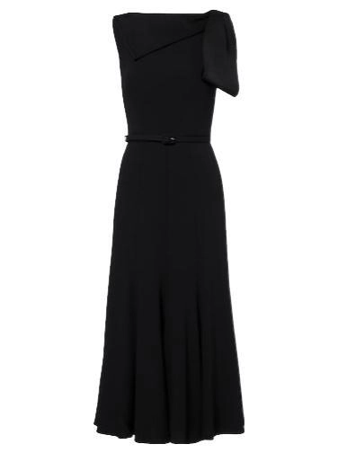 Roland Mouret Asymmetrical Bow Detail Belted Midi Dress - Black