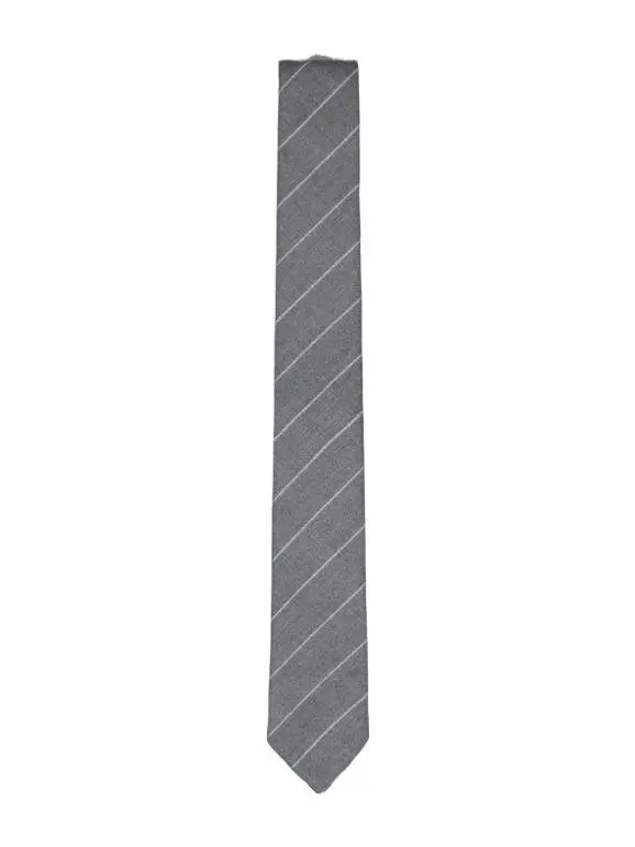 Thom Browne Pinstripe Tie With Rwb Stripe Detail - Gray