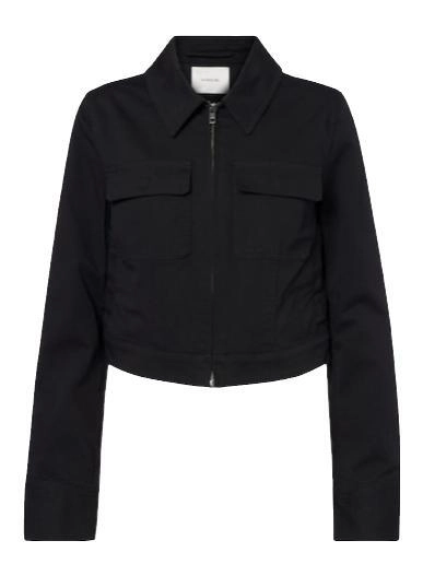 Vince Cropped Cotton Jacket - Black