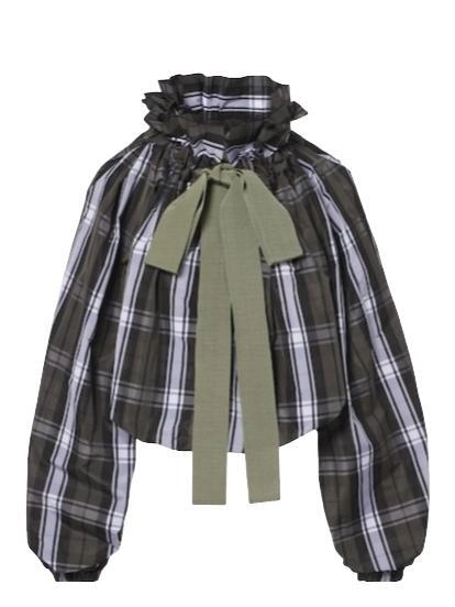 PATOU Checked Top With Bow Detail - Black