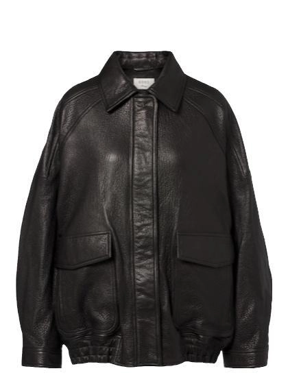 RÓHE Leather Blouson Jacket - Black