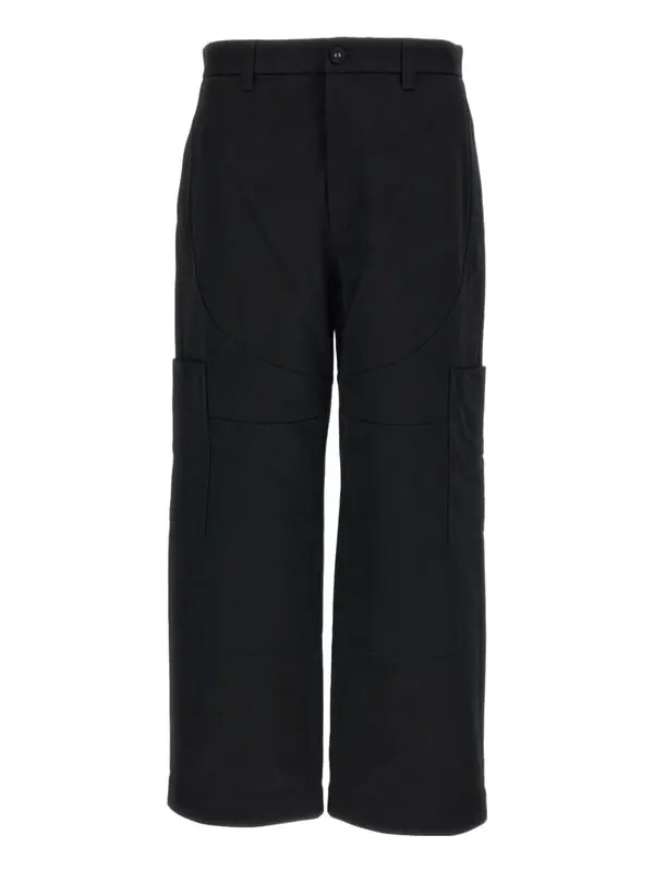 Thom Browne Wide Leg Trousers With Rwb Grosgrain Loop - Black