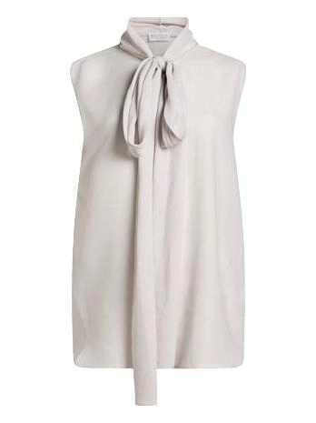Brunello Cucinelli Sleeveless Bow Detailed Cardigan - Grey