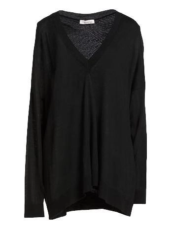 MANILA GRACE Oversized V-neck Sweater - Black