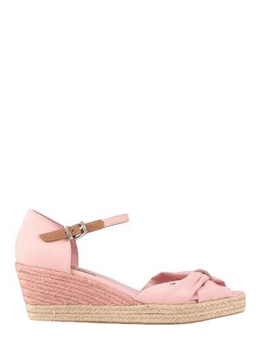Tommy Hilfiger Cotton & Leather Wedge Sandals - Pink