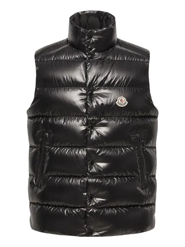 Moncler Tibb Logo Patch Zip-up Padded Gilet - Black