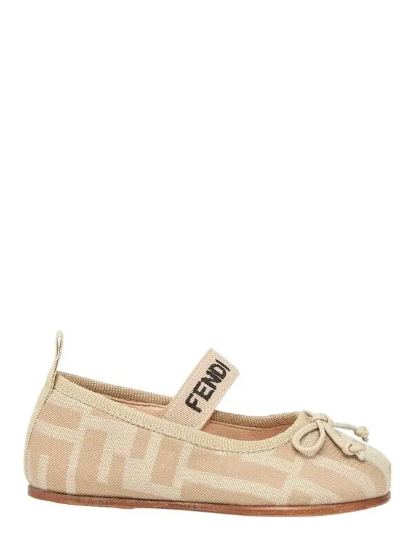 Fendi Jacquard Ballet Flats With Bow Detail - Light Brown