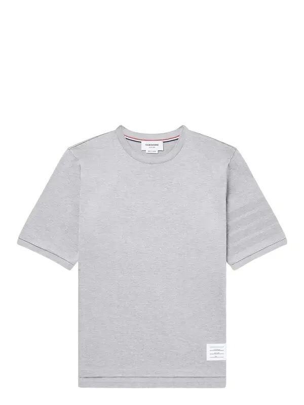 Thom Browne Logo-appliquéd Striped Cotton-jersey T-shirt - Gray