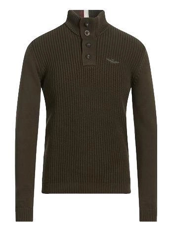 AERONAUTICA MILITARE Ribbed Knit Mock Neck Sweater With Embroidered Logo - Green