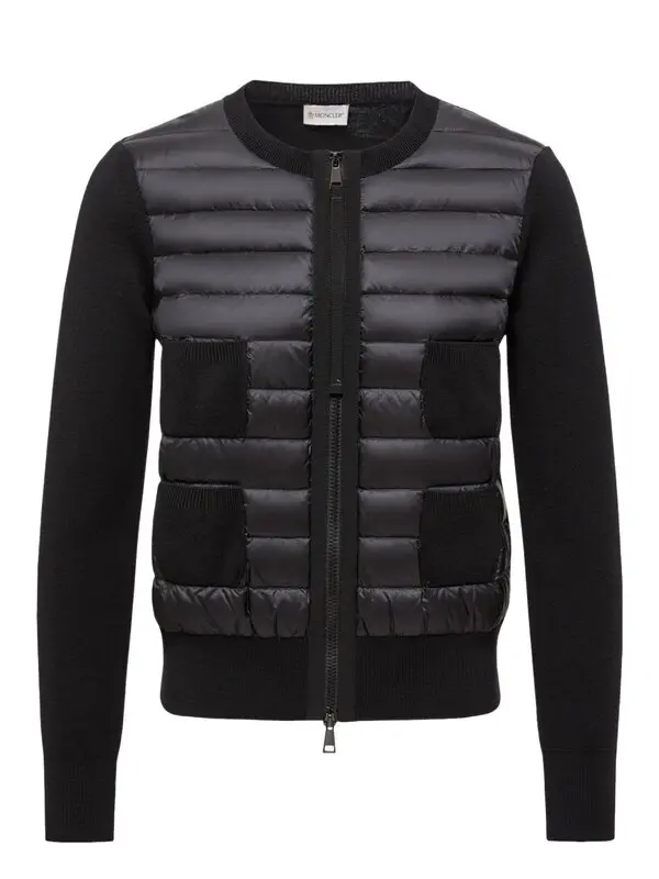 Moncler Padded Wool Zip-up Cardigan - Black