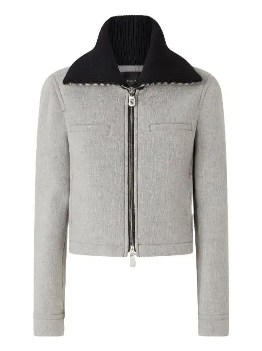 Pinko Ribbed Collar Zip-up Jacket - Gray