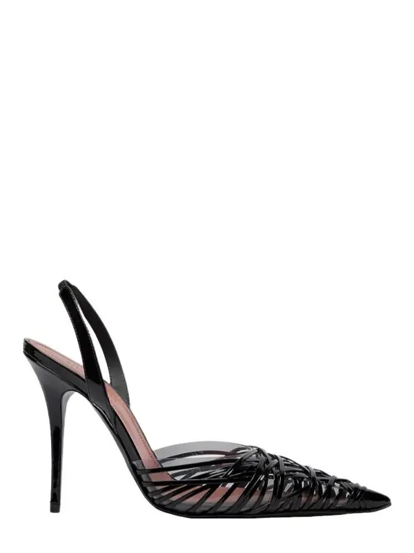 Amina Muaddi Pointed Toe Slingback High Heels - Black