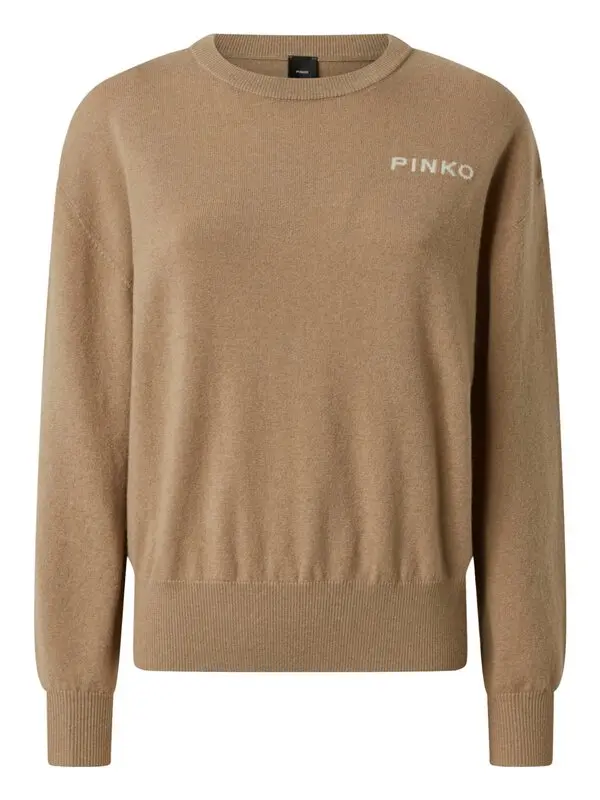 Pinko Martinica Logo Intarsia Jumper - Brown