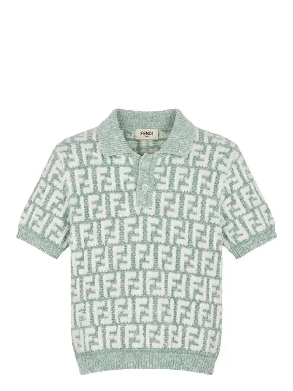 Fendi Short Sleeve Knit Polo Shirt - Green