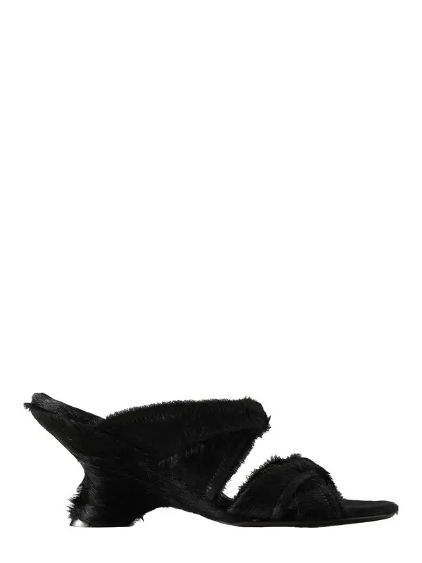 Dries Van Noten 75mm Pony-hair Sculpted-heel Sandals - Black