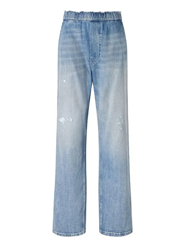 MAISON MARGIELA Distressed Wide-leg Jeans - Light Denim