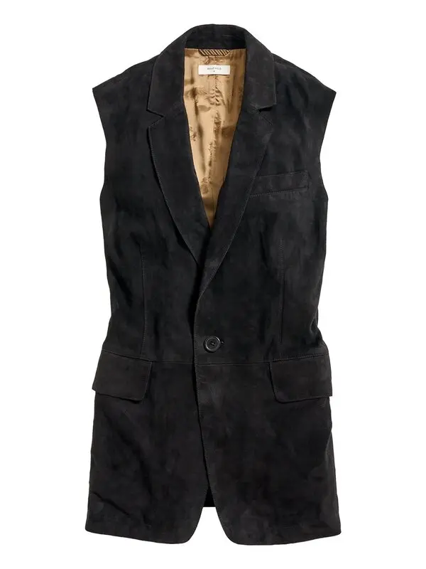 Billy Reid Suede Blazer Vest - Black