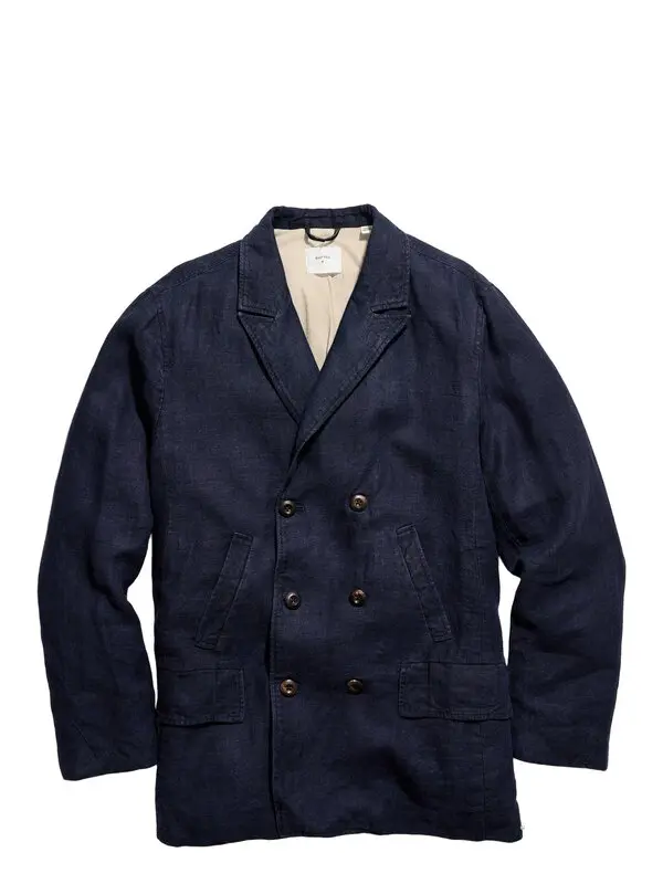 Billy Reid Canvas Linen Bond Peacoat - Navy