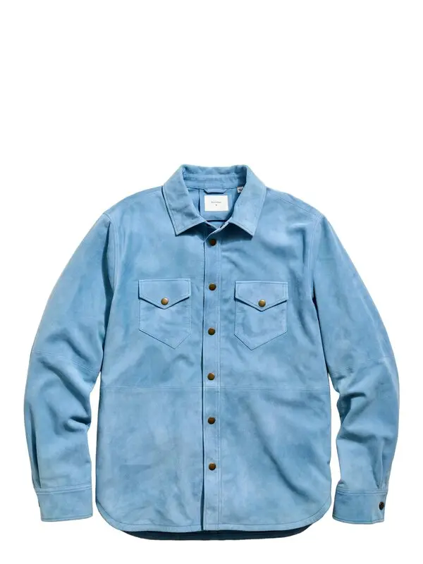Billy Reid Savoy Featherweight Suede Workshirt - Provence