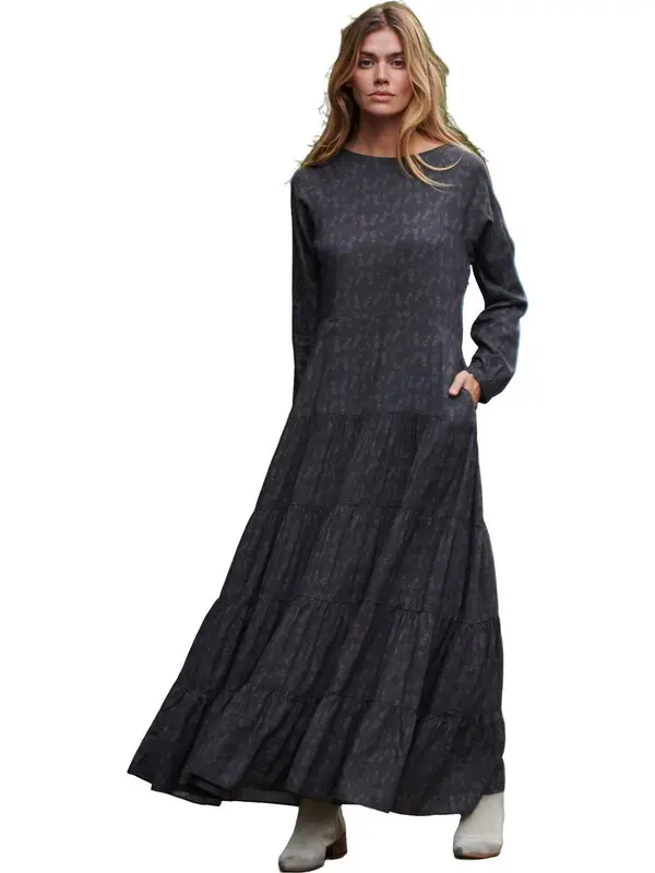 Billy Reid Gibson Hummingbird Tiered Maxi Dress - Black
