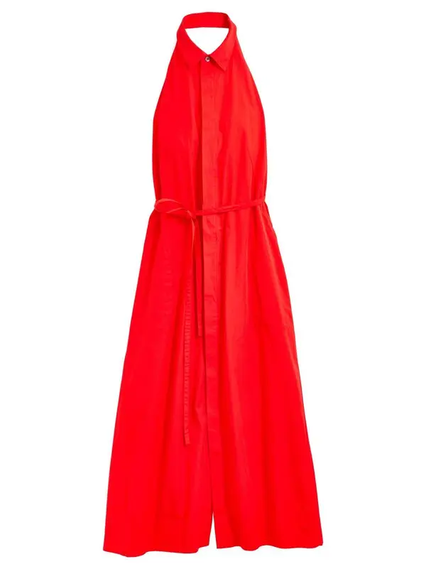 Billy Reid Poplin Halterneck Shirt Dress - Flame