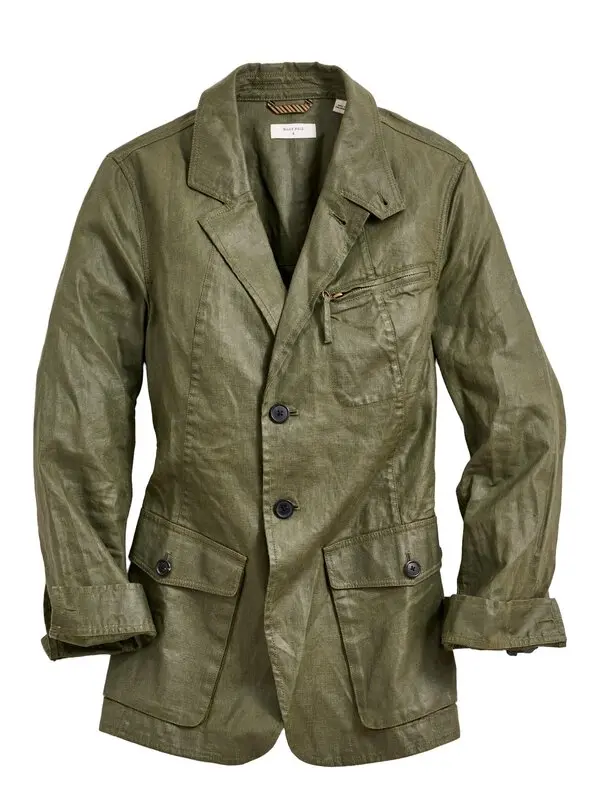 Billy Reid Coated Linen Hacking Jacket - Shadow